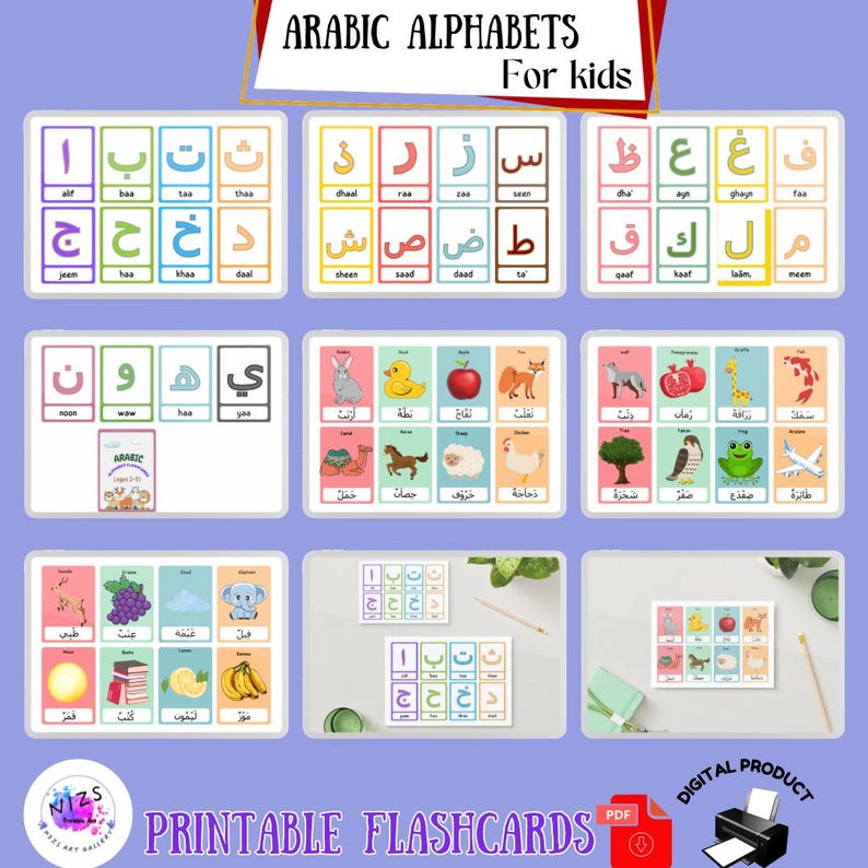 Arabic Alphabet Flashcards: Fun Learning for Kids (digital Download) - Etsy