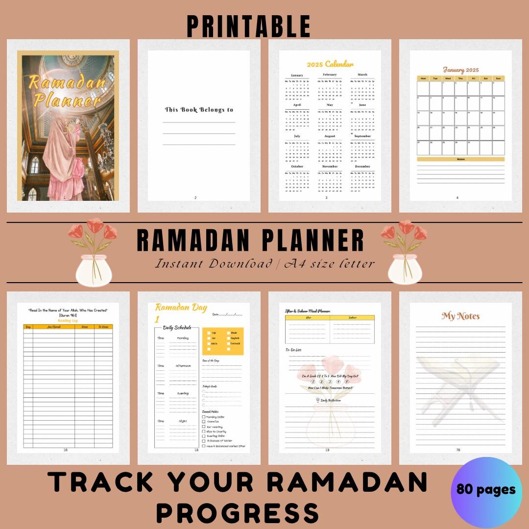 Printable Ramadan Planner/2025 Ramadan Planner/80 Pages/muslim Planner ...