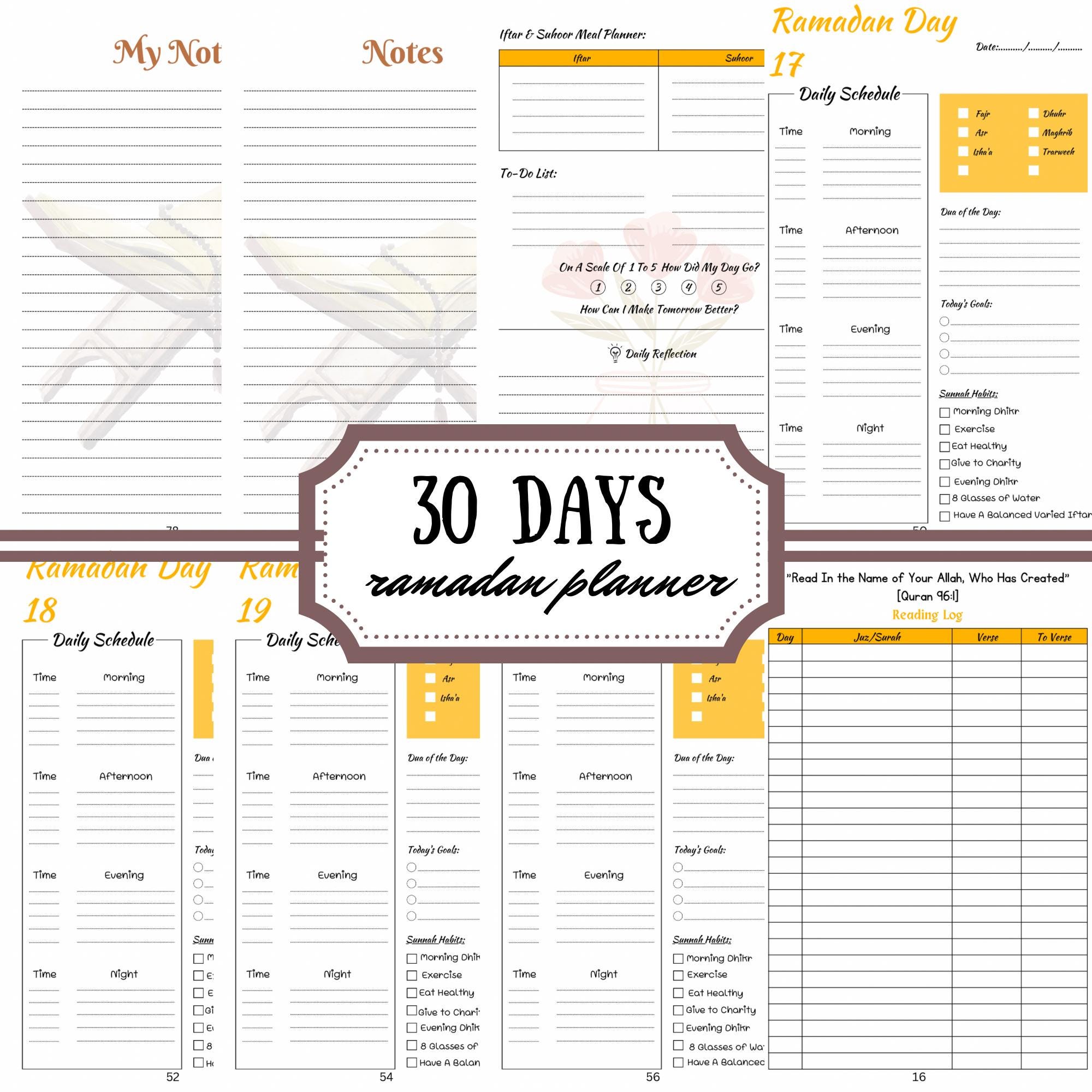 Printable Ramadan Planner/2025 Ramadan Planner/80 Pages/muslim Planner ...