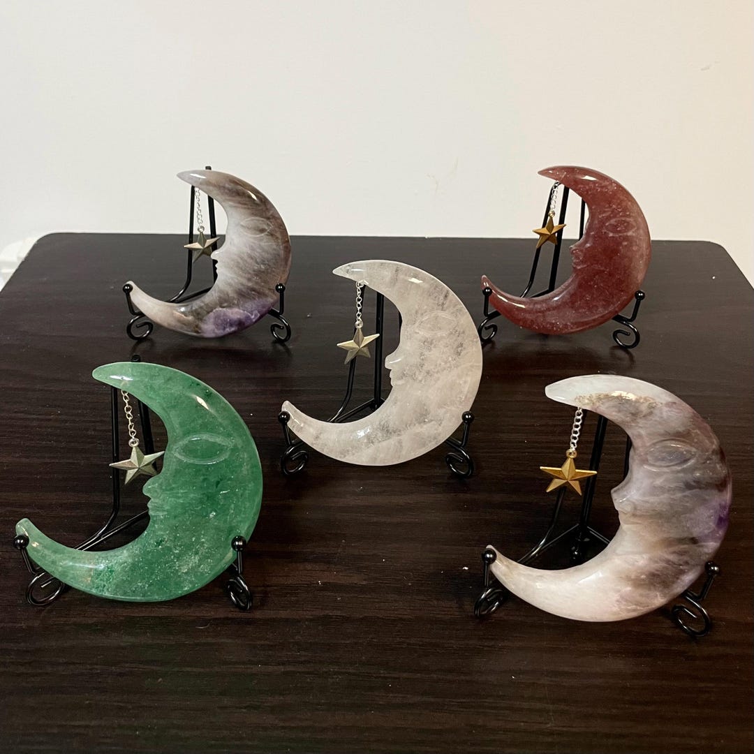Crystal Moon Carving With Stand - Etsy