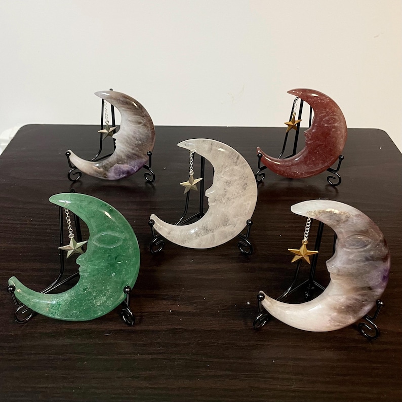 Crystal Moon Carving With Stand - Etsy