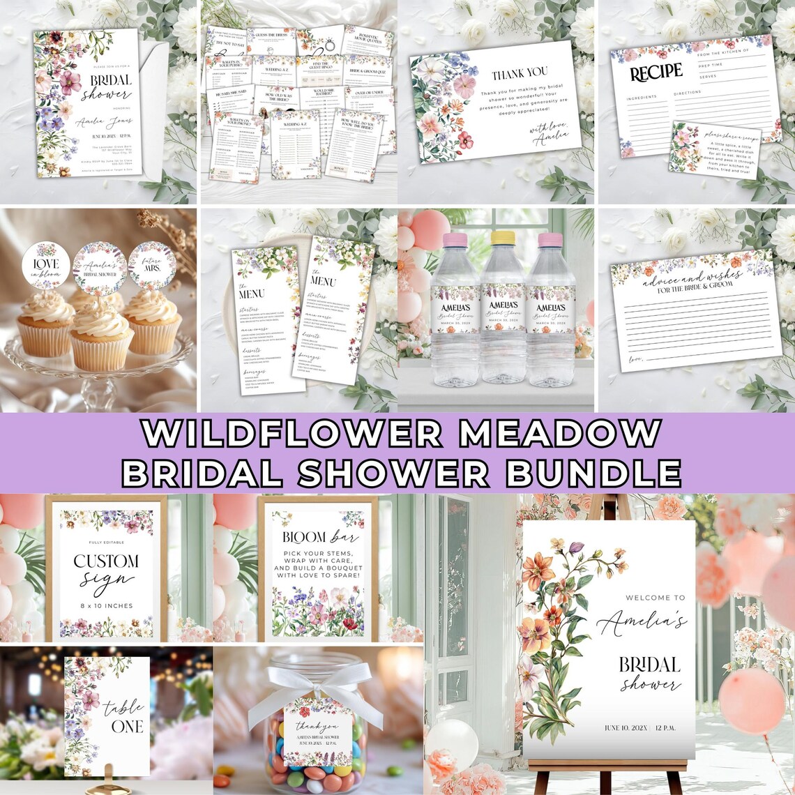 Wildflower Bridal Shower Bundle, Wildflower Love in Bloom Bridal Shower ...