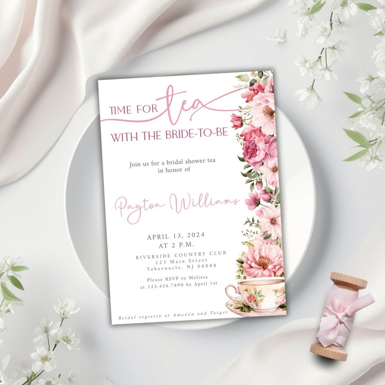 Time for Tea With the Bride to Be Invitations, Tea Time Bridal Shower ...