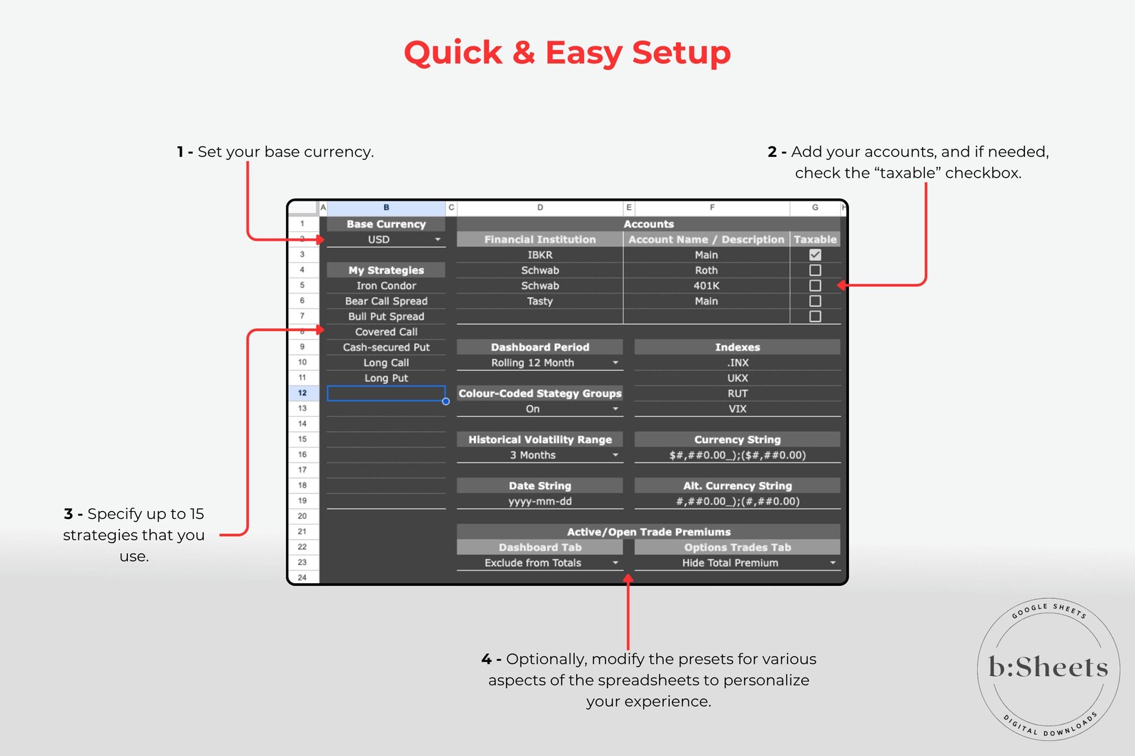 Options Trading Journal | Stock Option Spreadsheet Template | Pnl, Fees ...