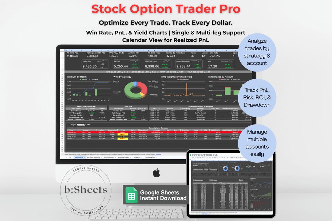 Options Trading Journal | Stock Option Spreadsheet Template | Pnl, Fees ...
