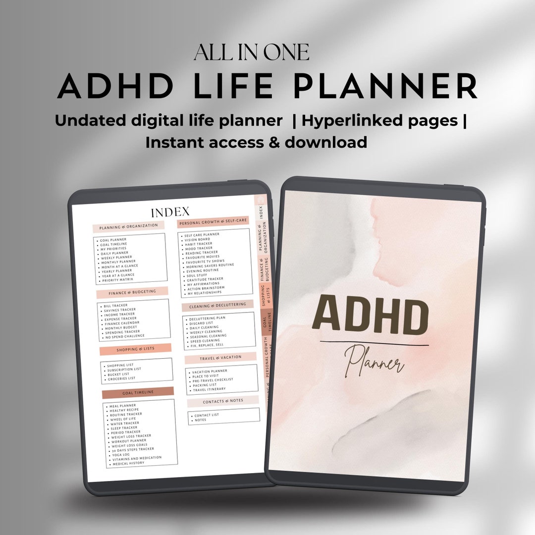 Adhd Planner Adult, Adhd Hyperlinked Planner, ADHD Productivity Planner ...