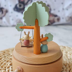 Personalized Wooden Bunny Music Box, Engraved Baby Shower Gift - Etsy