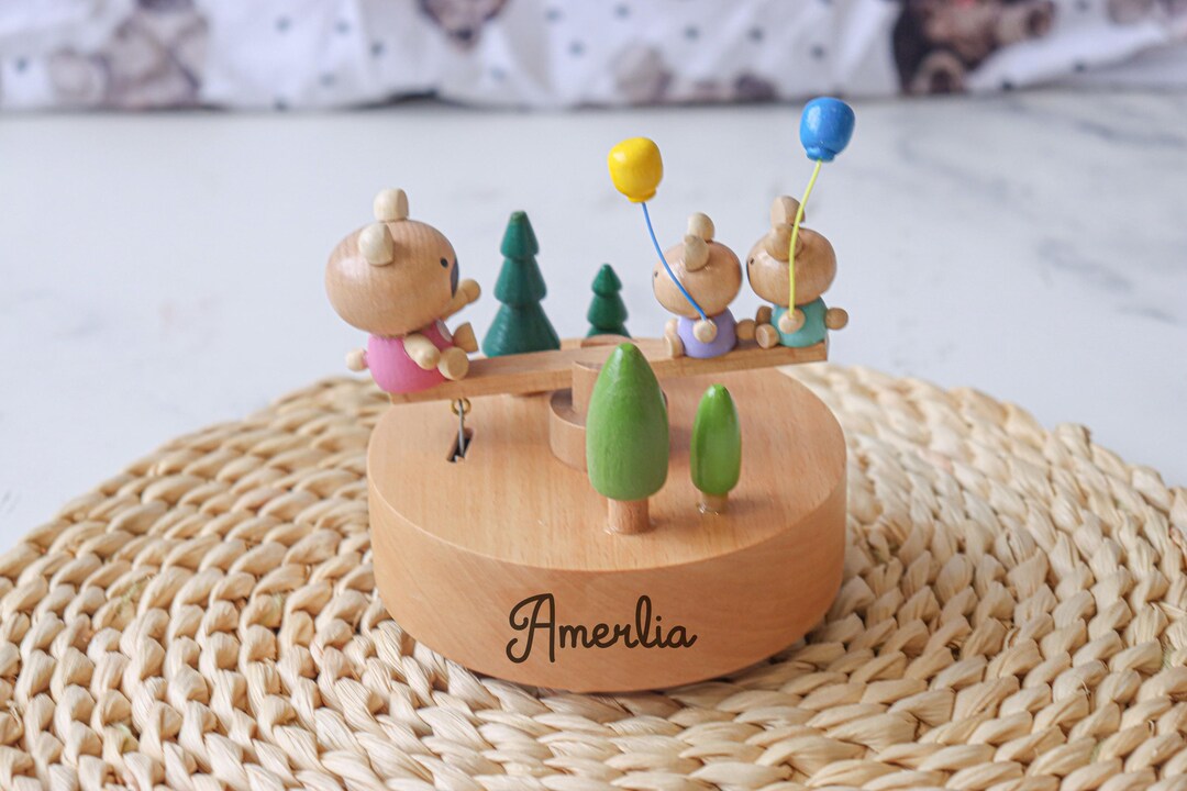 Customised Wooden Music Box / Engraved Name Music Box / Baby ...