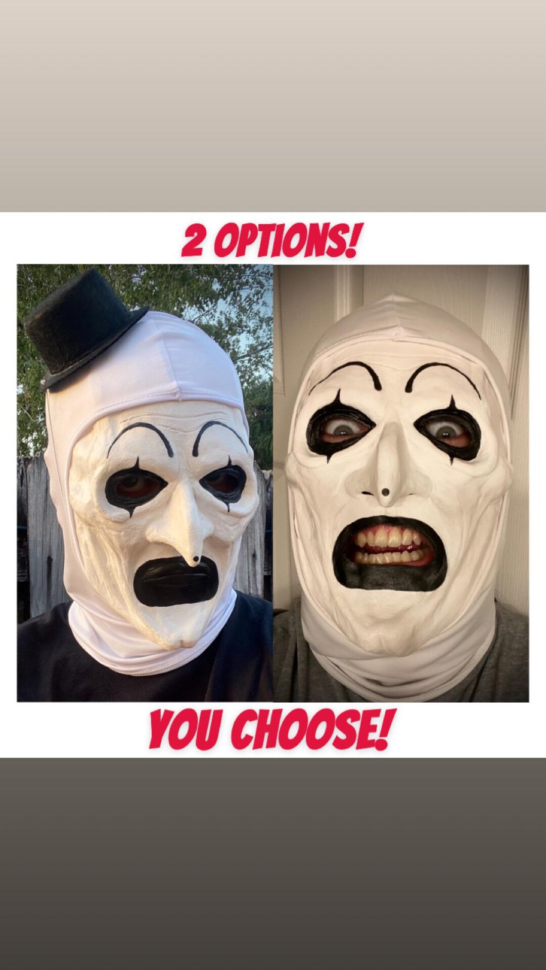 Artsy Clown Crazy Killer Mime Latex Half Mask Cut Open Mouth or Painted ...