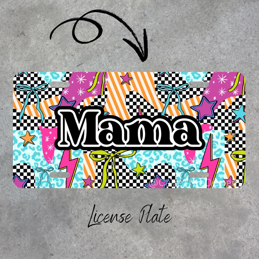 Mama Retro Bow License Plate: Sublimation Print Aluminum Car Tag - Etsy