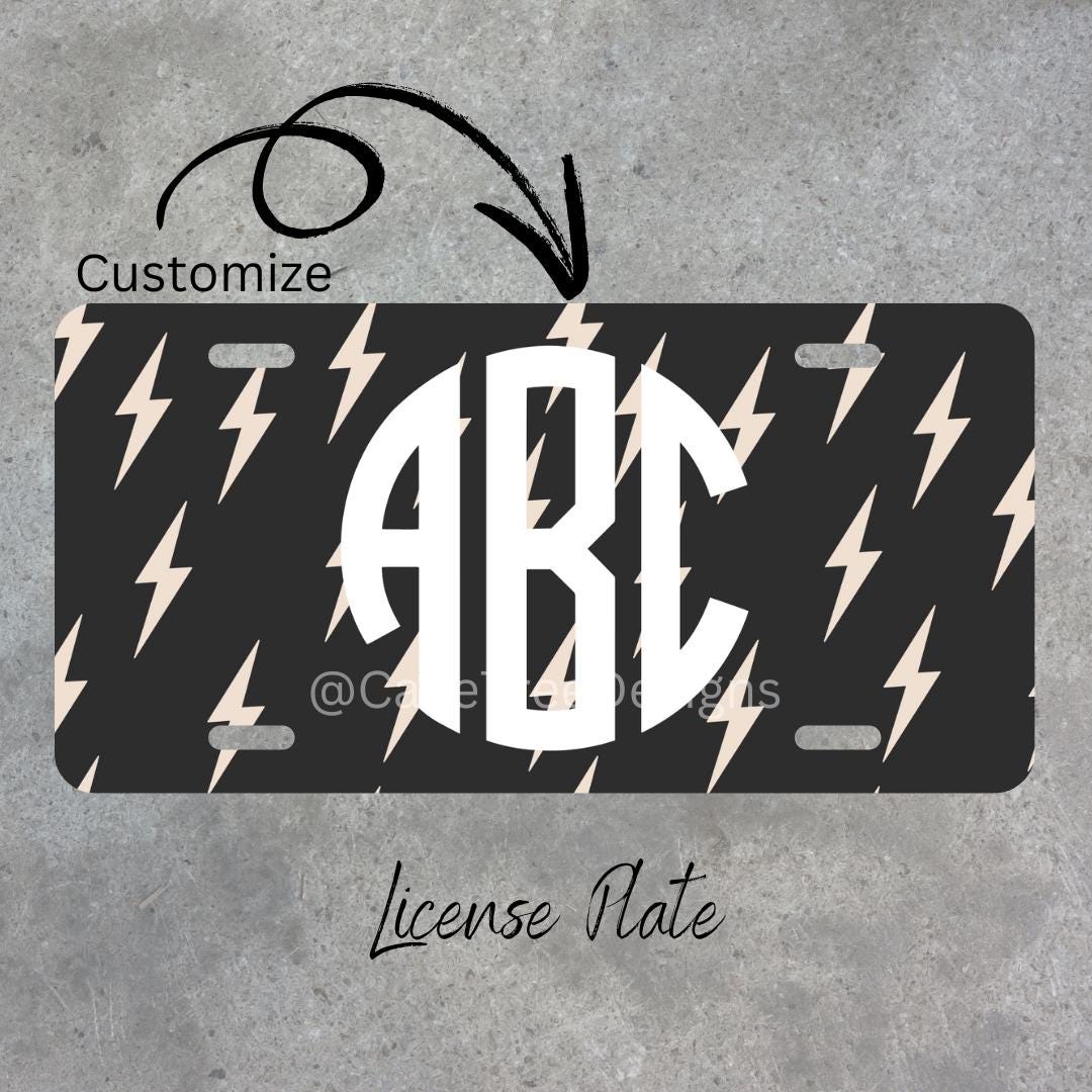 Lightning Bolts Personalized License Plate, Monogram License Plate ...