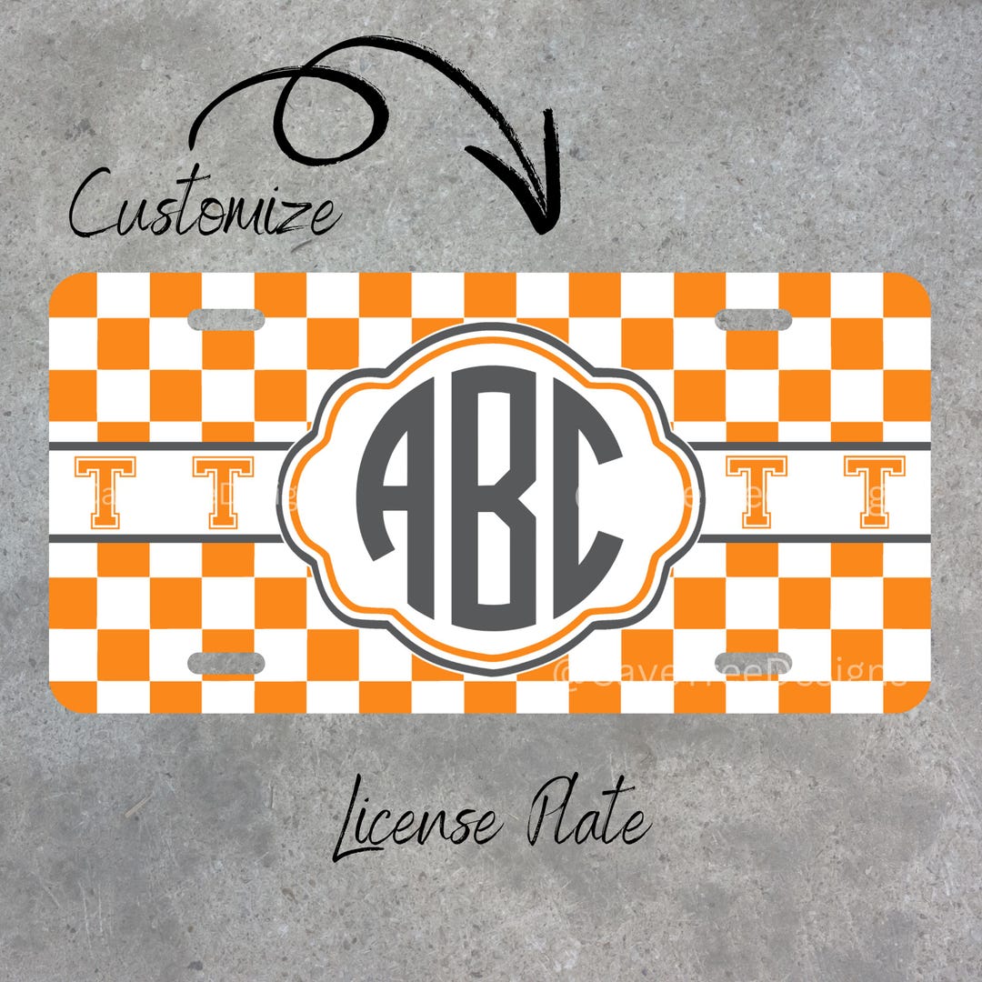 Tennessee Personalized License Plate: Monogrammed Aluminum Car Tag - Etsy
