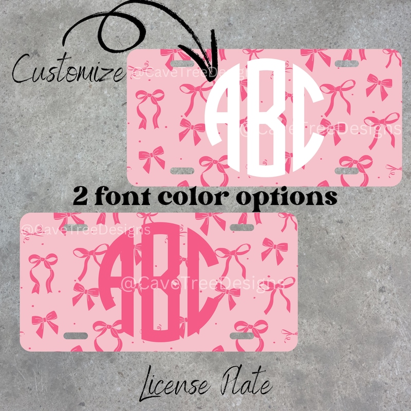 Monogram License Plate Bows - Etsy