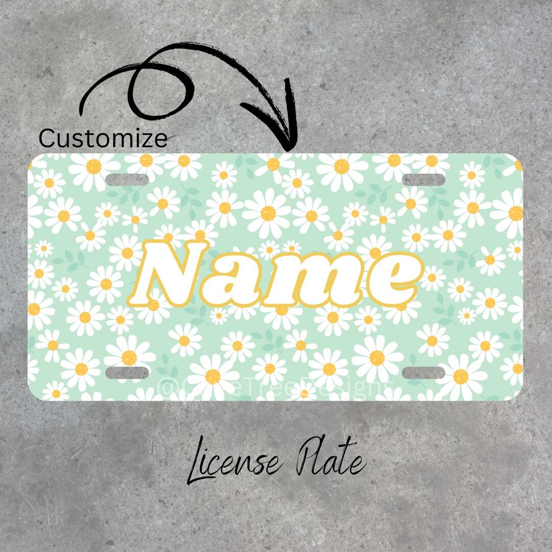 Personalized License Plate Field of Daisies, Flower License Plate, Name ...