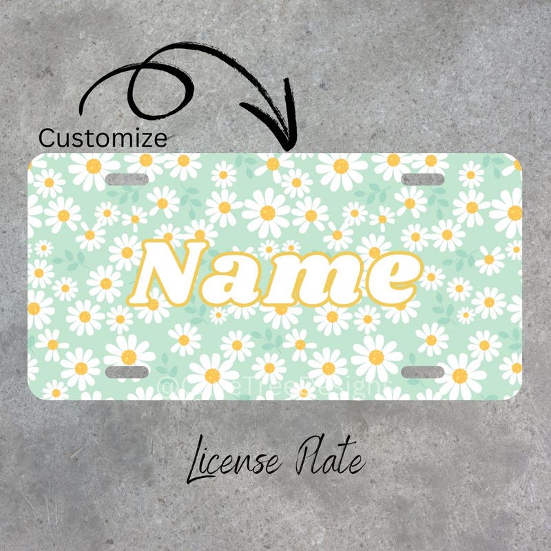 Floral License Plate - Etsy