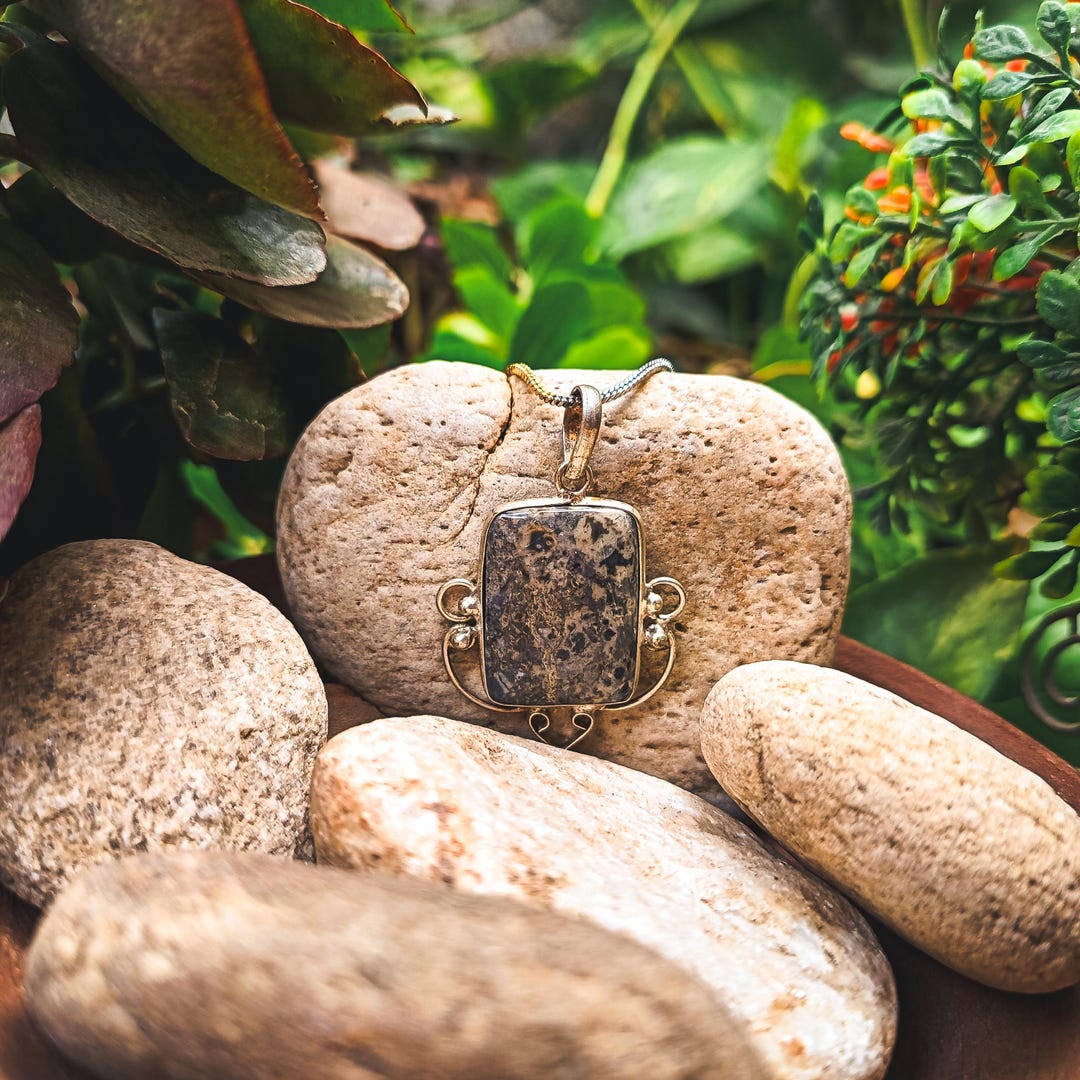 Buy Natural Larvikite Pendant • Black Moonstone Jewelry • Grey Feldspar ...