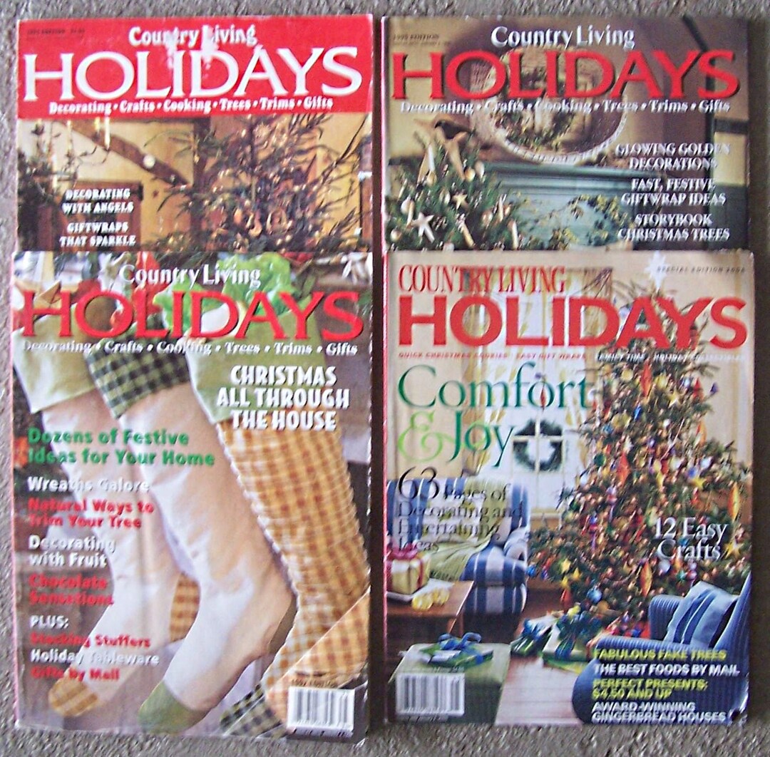4 VINTAGE Country Living Christmas Magazines - 1994, 1995, 1997, 2004 ...