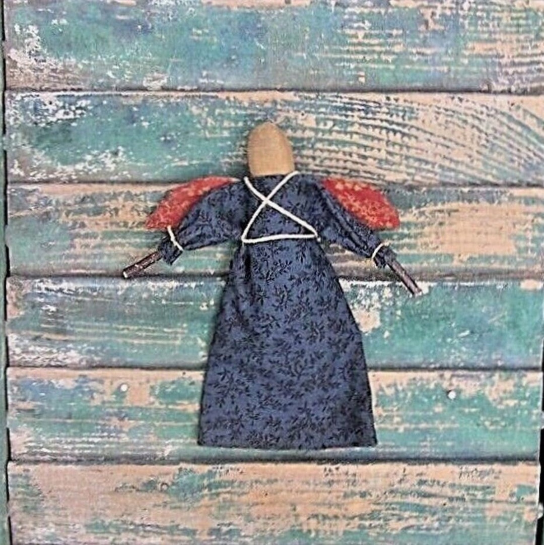 Tiny Primitive Angel Doll Ornament, Miniature Doll Cupboard Tuck, Blue ...