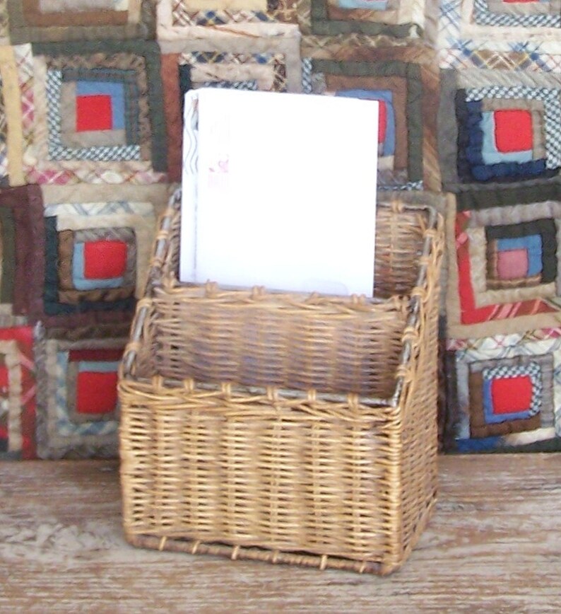 VINTAGE Rattan Wicker Letter Holder, Rustic Office Decor - Etsy
