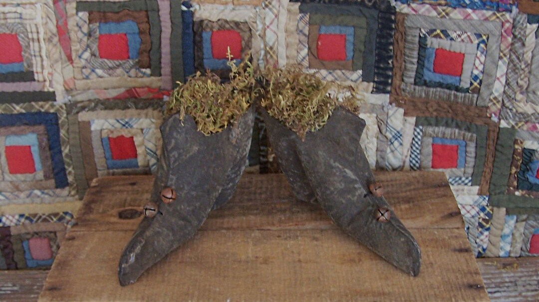 Primitive Witch Shoes, Rustic Halloween Farmhouse Decor (more Worn ...