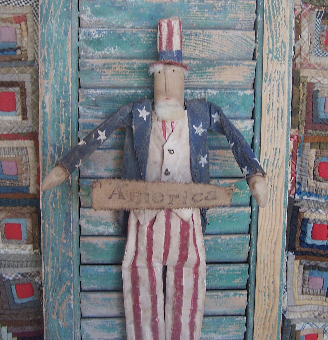 Primitive Uncle Sam Doll, Rustic Patriotic Americana, 4th of July Decor ...