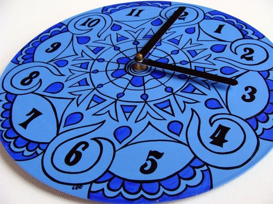 Jewel Tone Clock in Palace Blue - Bohemian Home Decor - Psychedelic ...