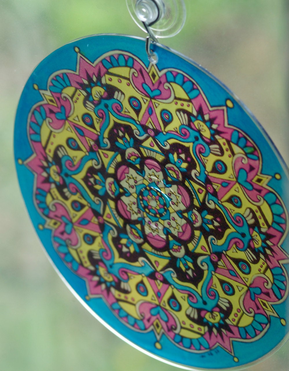 CMYK Mandala Suncatcher Geometric Design Made From Recycled - Etsy