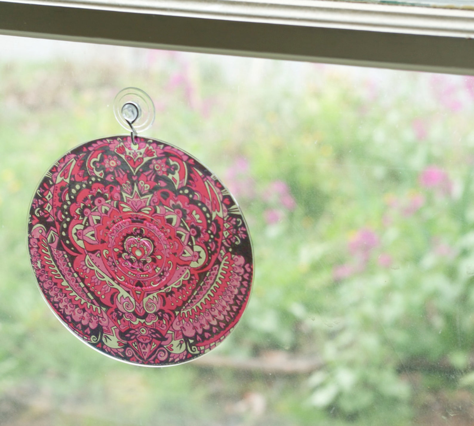 Love Mandala Suncatcher - Geometric Design in Pink / Purple / Magenta ...
