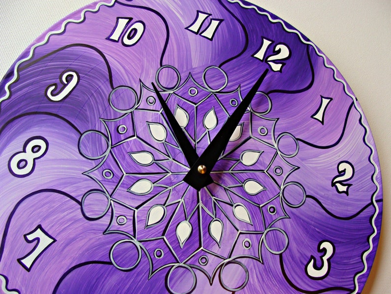 Violet Riot Clock - Geometric Psychedelic Wall Clock Made From Recycled ...