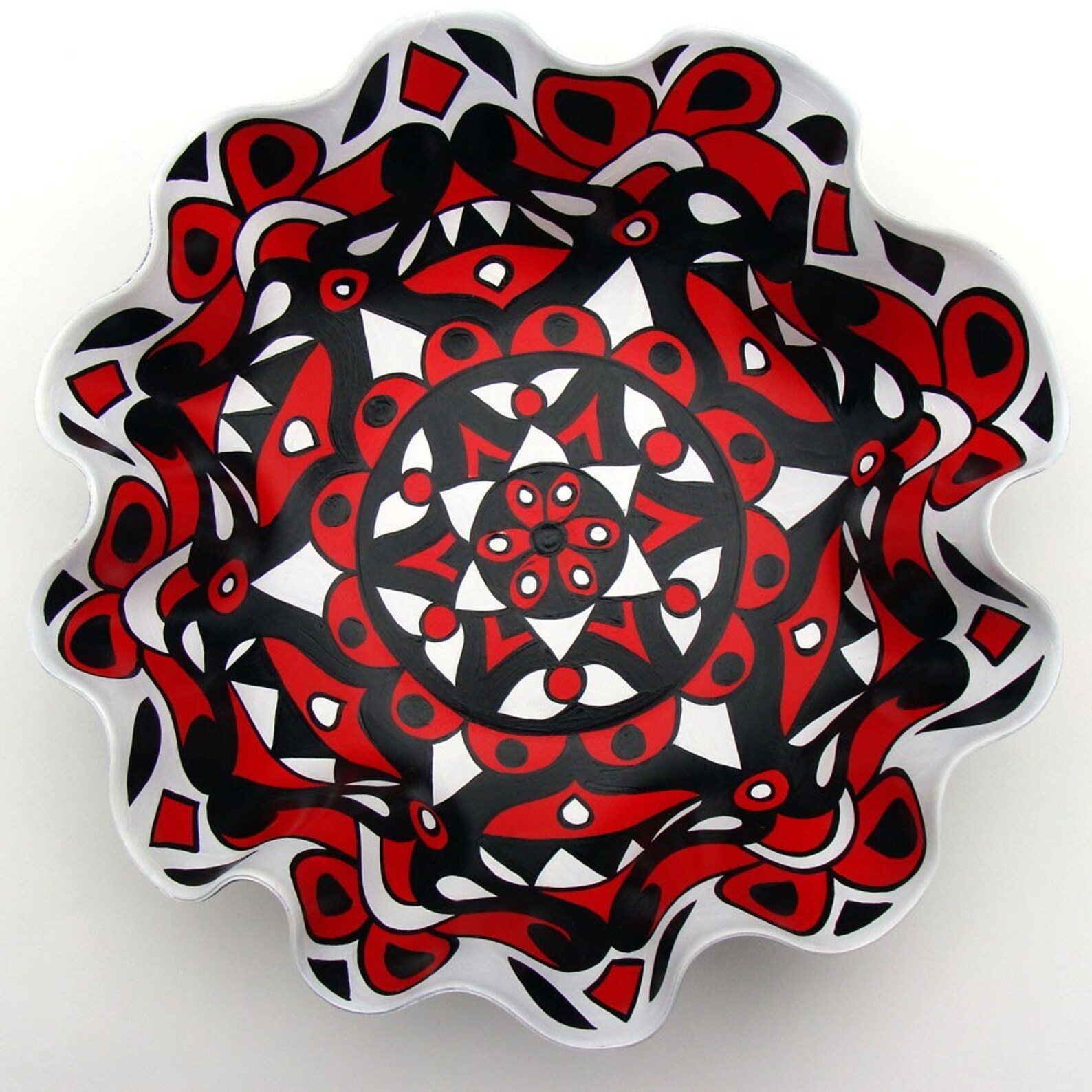 Rockabilly Mandala Record Bowl - Psychedelic Geometric Hand Painted ...