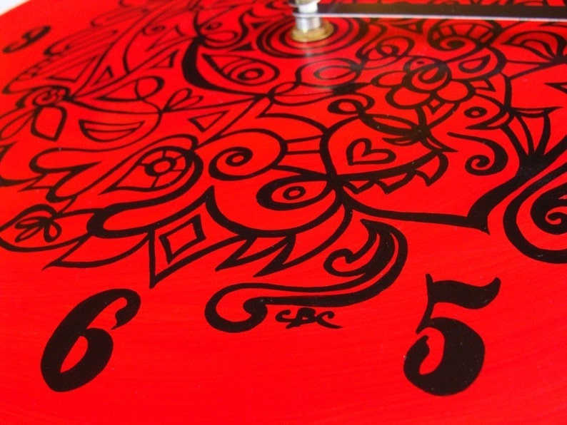 Vampire Red Goth Clock Hand Painted Original Red and Black - Etsy