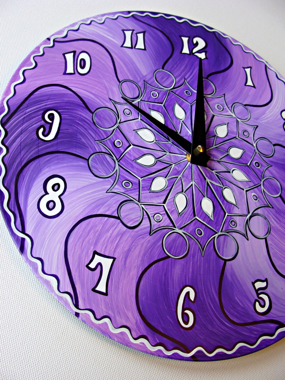 Violet Riot Clock - Geometric Psychedelic Wall Clock Made From Recycled ...