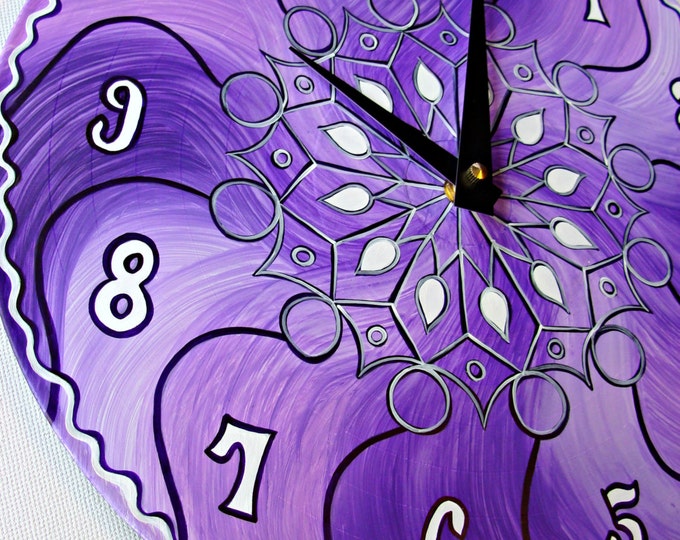 Violet Riot Clock Geometric Psychedelic Wall Clock Made From - Etsy
