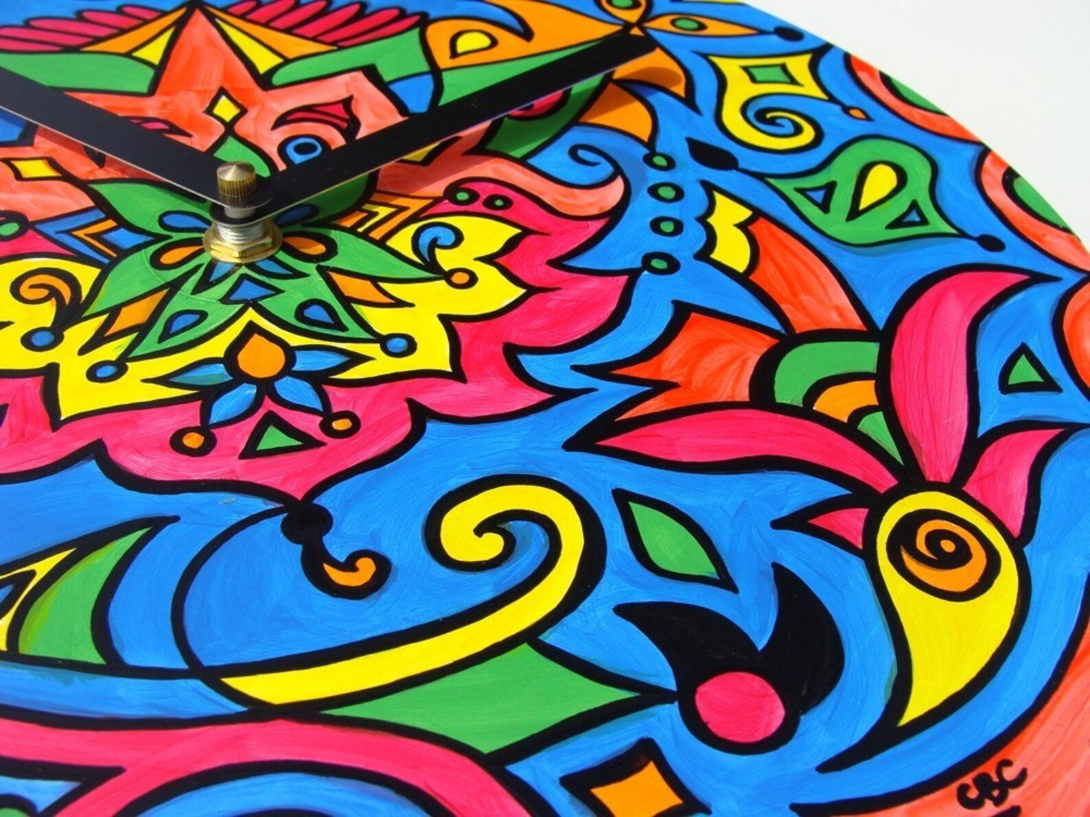 Psychedelic Mandala Clock in Blue / Pink / Green / Orange / Yellow ...