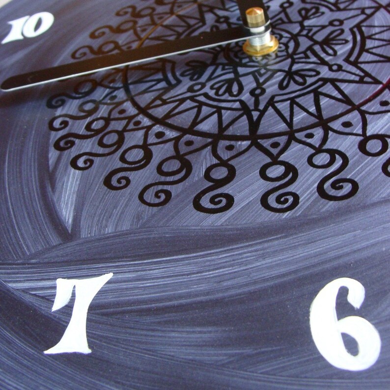 Industrial Silver Goth Clock - Home Decor Wall Clock in Geometric Black ...