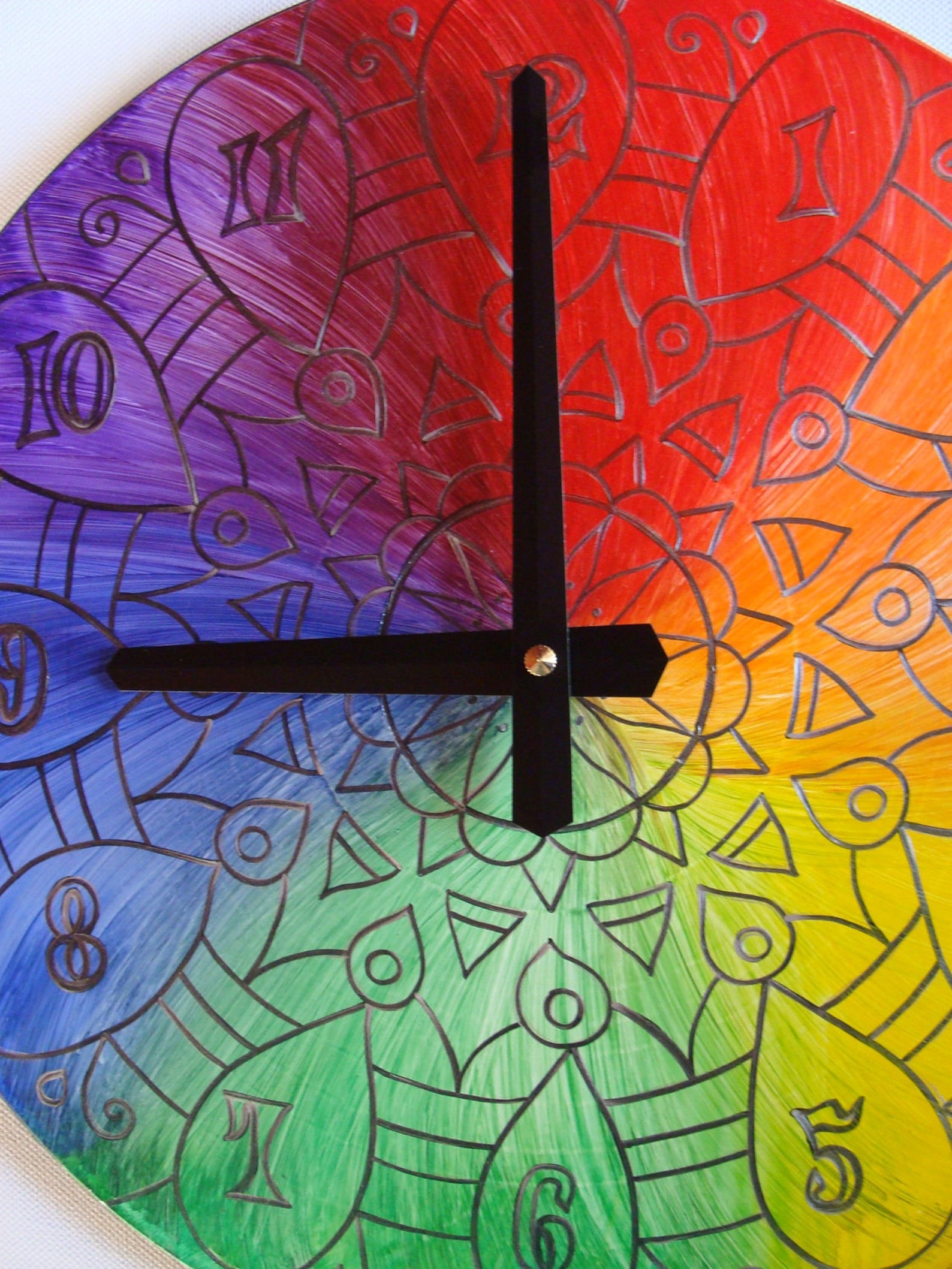 Rainbow Clock With a Silver Lining Geometric Mandala Clock - Etsy