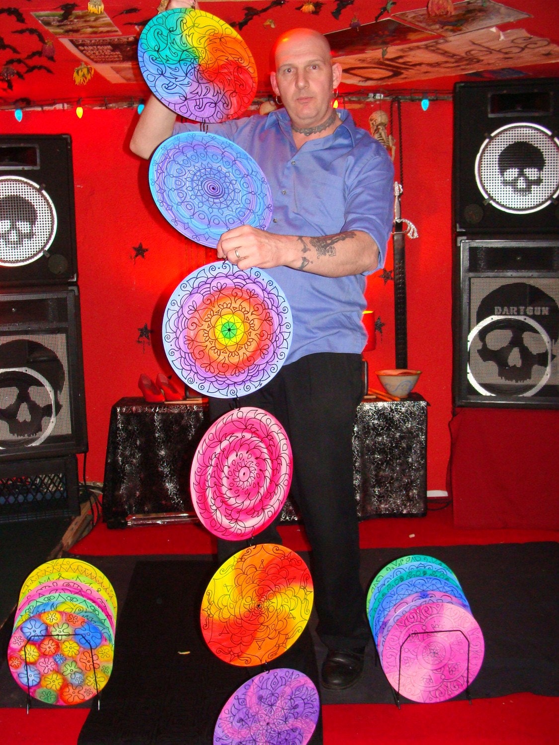 Custom Mandala Room Divider Made From 35 Painted Vinyl Records ...