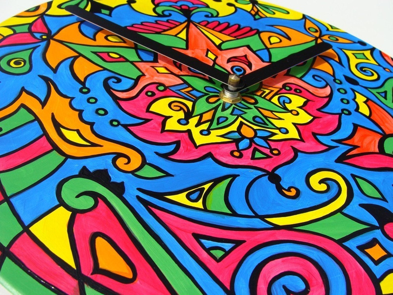 Psychedelic Mandala Clock in Blue / Pink / Green / Orange / Yellow ...