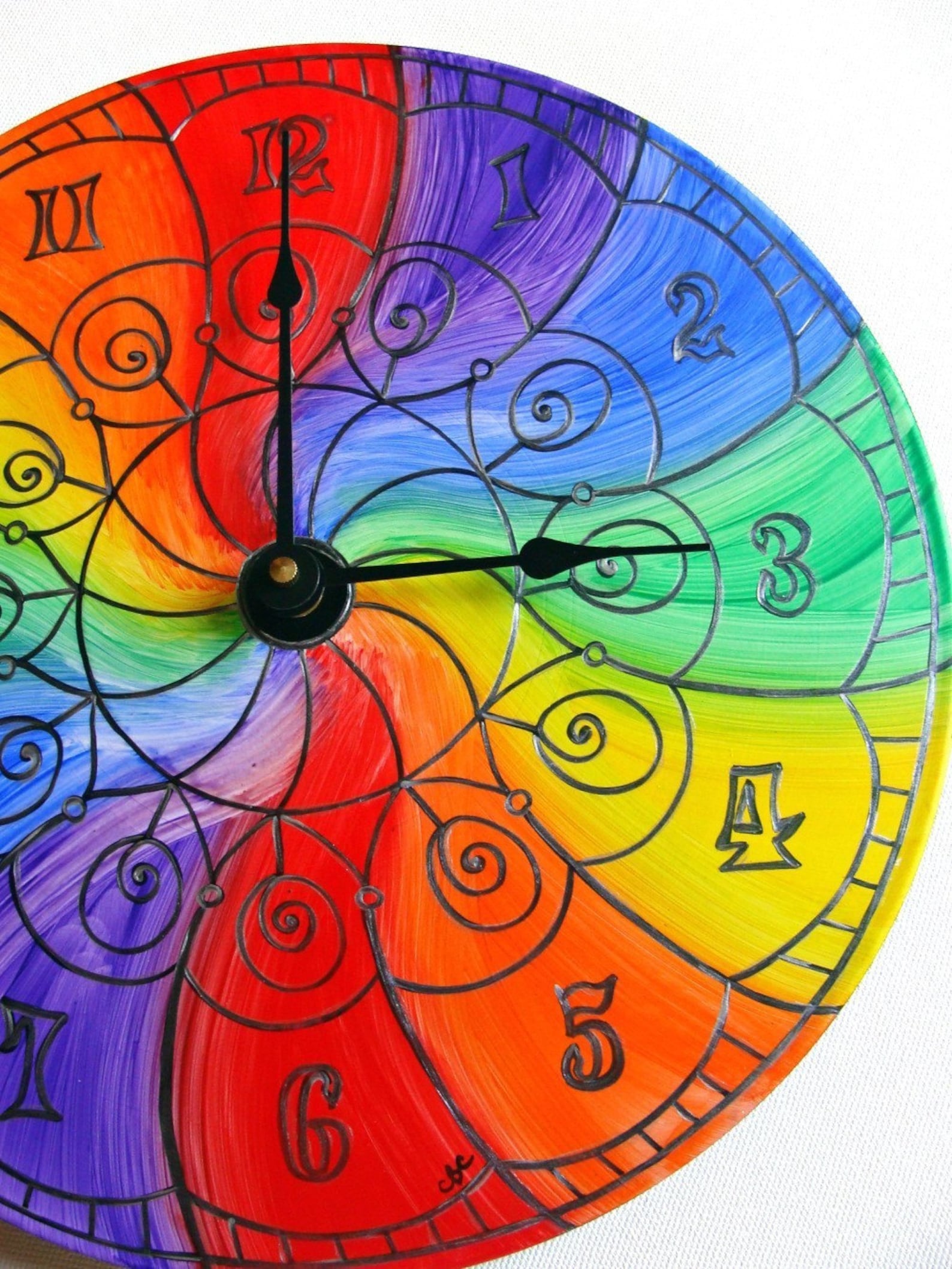 Color Wheel Mandala Record Clock Trippy Psychedelic Rainbow Home Decor ...