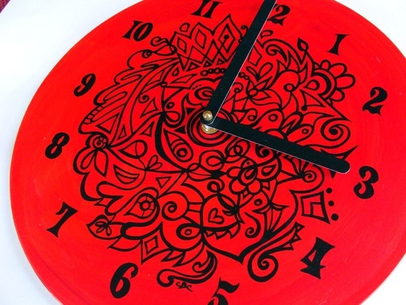 Vampire Red Goth Clock Hand Painted Original Red and Black | Etsy