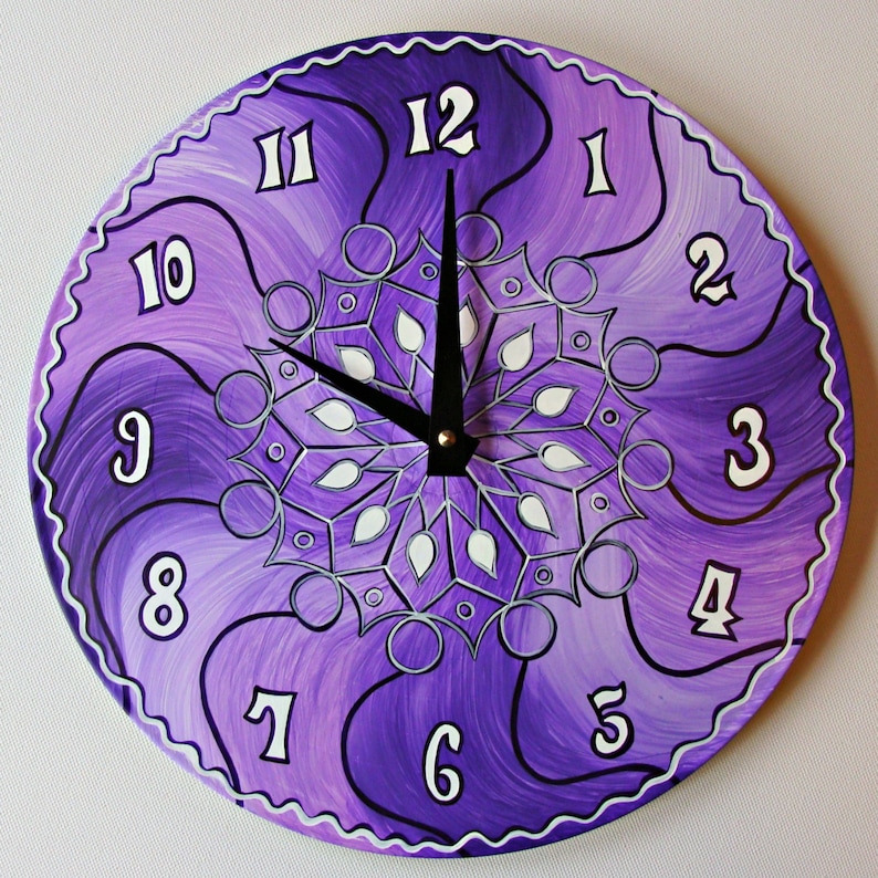 Violet Riot Clock - Geometric Psychedelic Wall Clock Made From Recycled ...