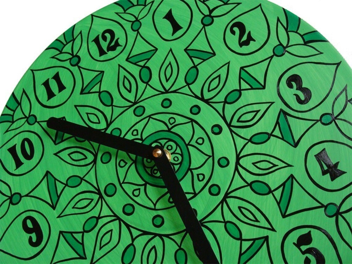 Vibrant Green Geometric Clock Bohemian Home Decor - Etsy