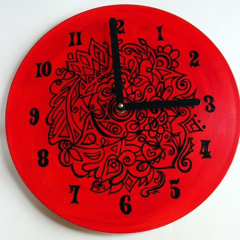 Vampire Red Goth Clock Hand Painted Original Red and Black - Etsy