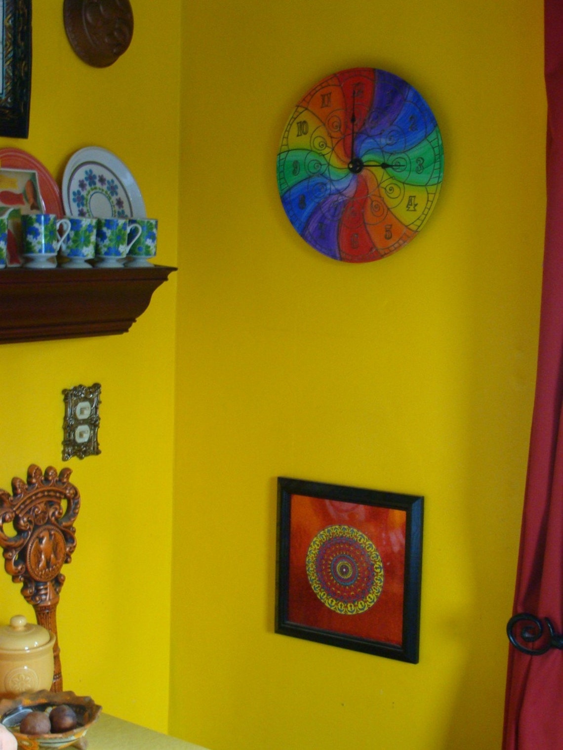 Color Wheel Mandala Record Clock Trippy Psychedelic Rainbow Home Decor ...