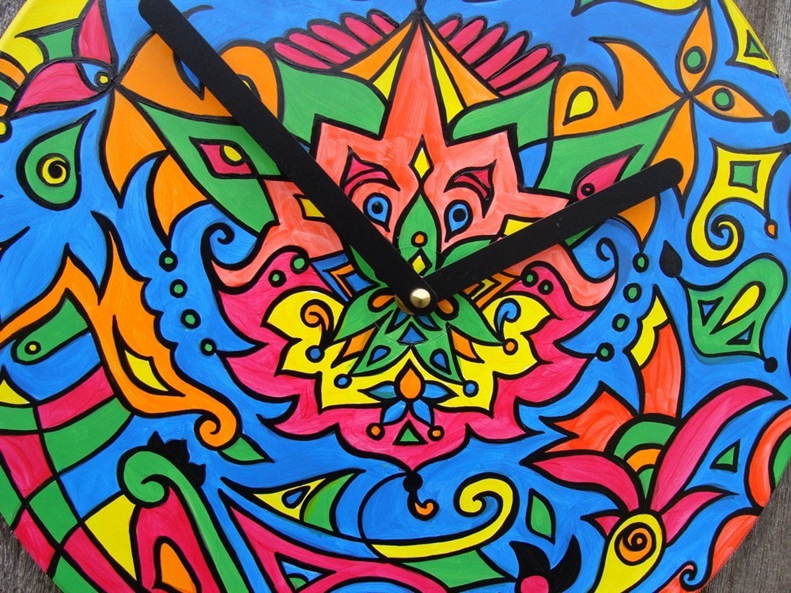 Psychedelic Mandala Clock in Blue / Pink / Green / Orange / Yellow ...