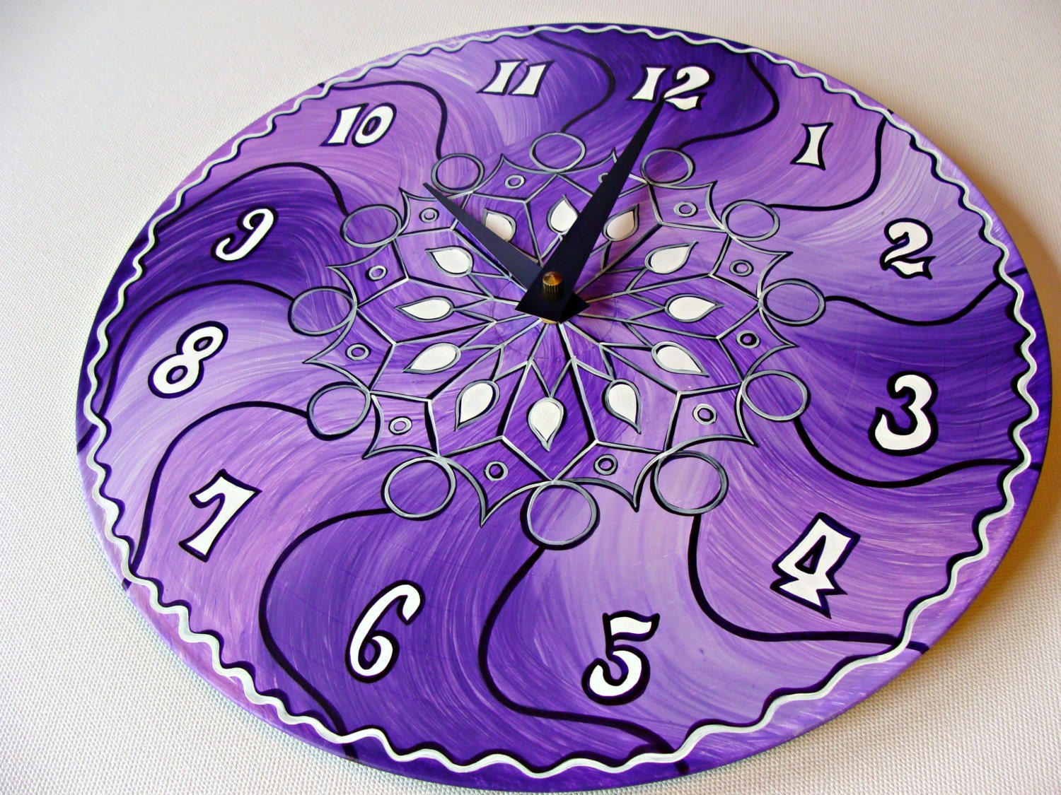 Violet Riot Clock Geometric Psychedelic Wall Clock Made From - Etsy