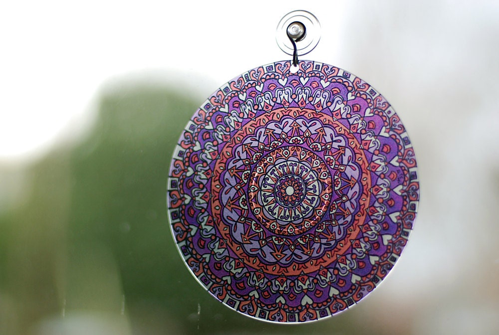 Mandala Suncatcher in Purple and Orange Bohemian Home Decor - Etsy