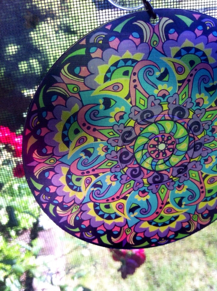 Purple Paisley Mandala Suncatcher Psychedelic Geometric - Etsy