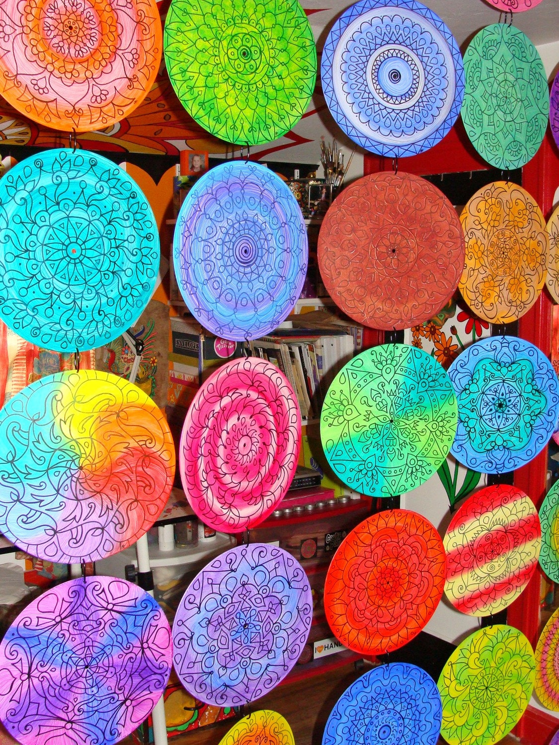 Custom Mandala Room Divider Made From 35 Painted Vinyl Records ...
