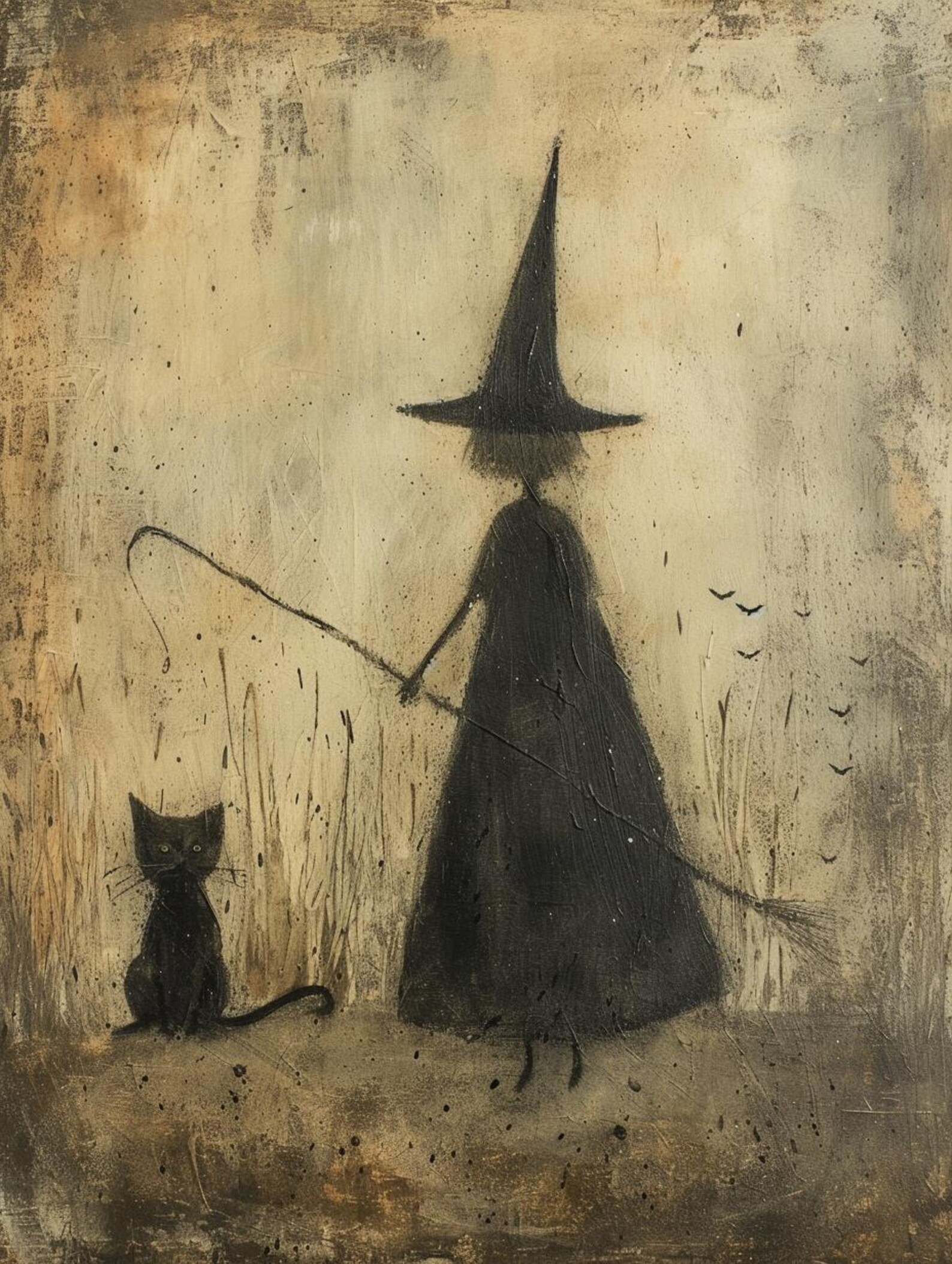 Witchy Sketch Halloween Digital Art Print L Wall Art Witch Sketch ...